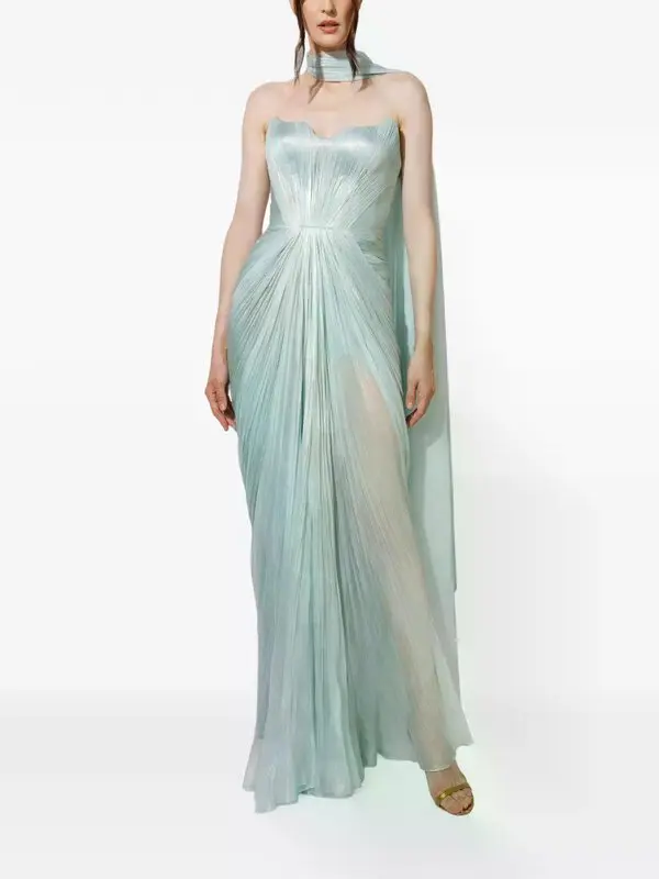 IRIS SERBAN Shany Metallic-silk Maxi Dress