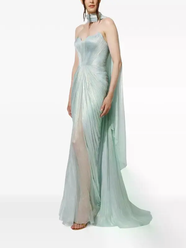 IRIS SERBAN Shany Metallic-silk Maxi Dress