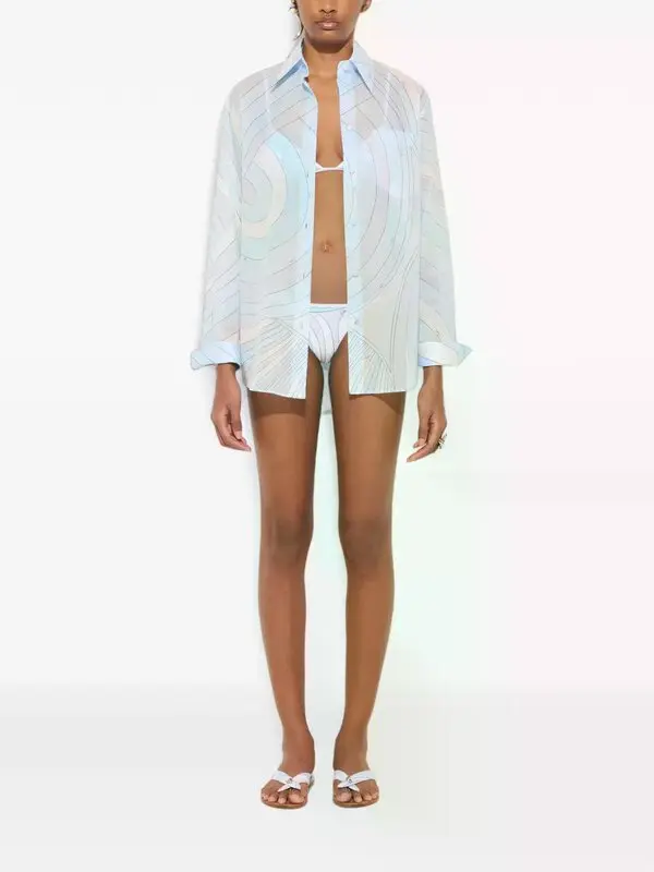 Emilio Pucci Iride Print Muslin Shirt - Blue