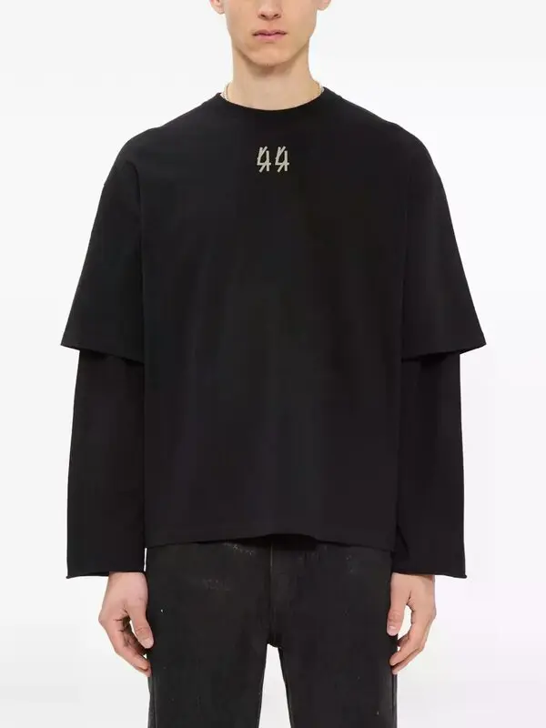 44 LABEL GROUP Logo-print Layered-sleeve T-shirt - Black