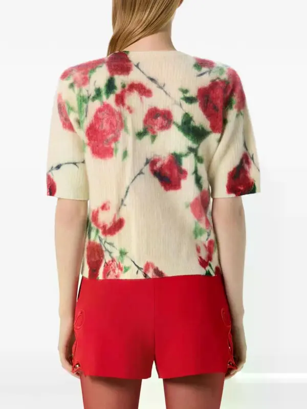 Blumarine Floral-print Rib-knit Sweater