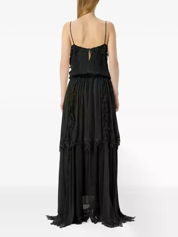 Blumarine Lace-trim Crepon Maxi Dress