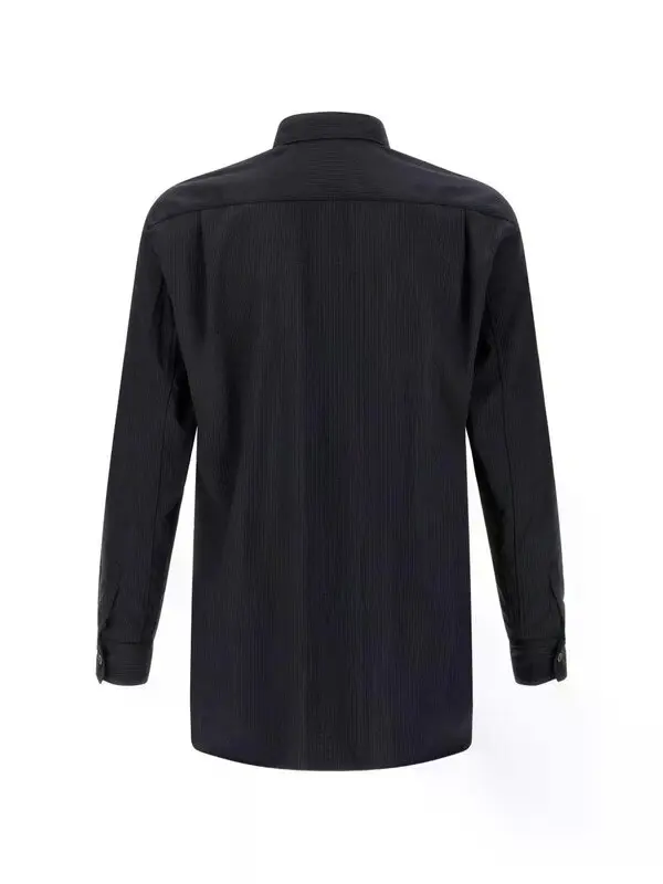 Comme Des Garçons Pinstripe-pattern Asymmetrical-hem Shirt