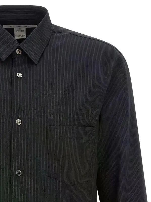 Comme Des Garçons Pinstripe-pattern Asymmetrical-hem Shirt