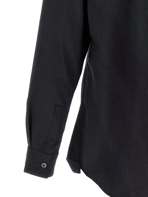 Comme Des Garçons Pinstripe-pattern Asymmetrical-hem Shirt