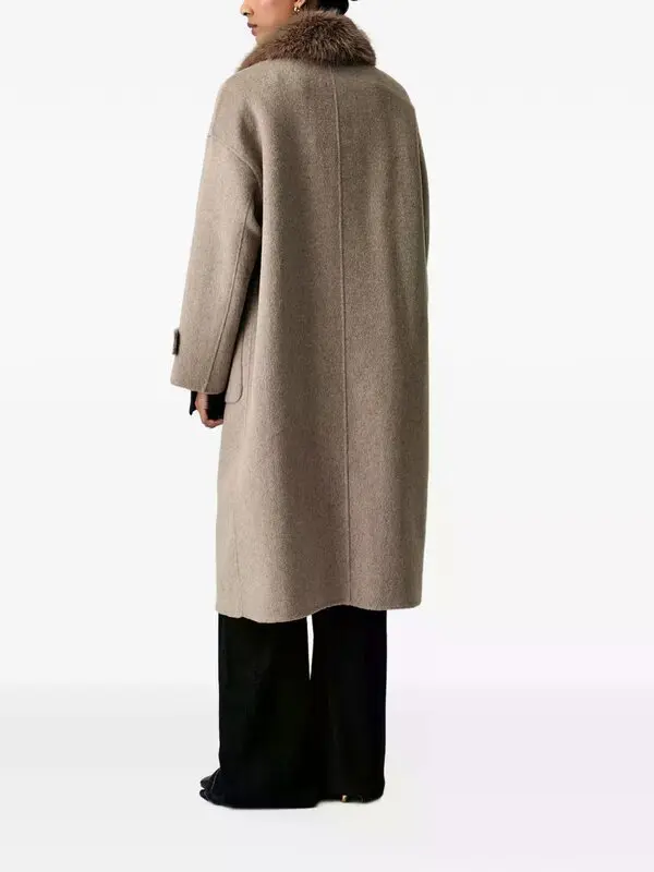 VICOLO Faux-fur Collar Double-breasted Coat