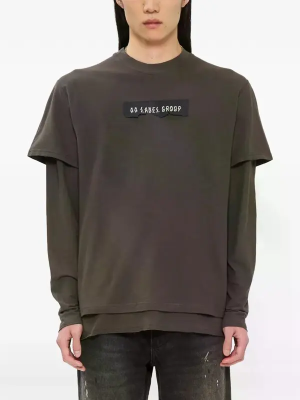44 LABEL GROUP Logo-patch Layered-effect T-shirt - Grey