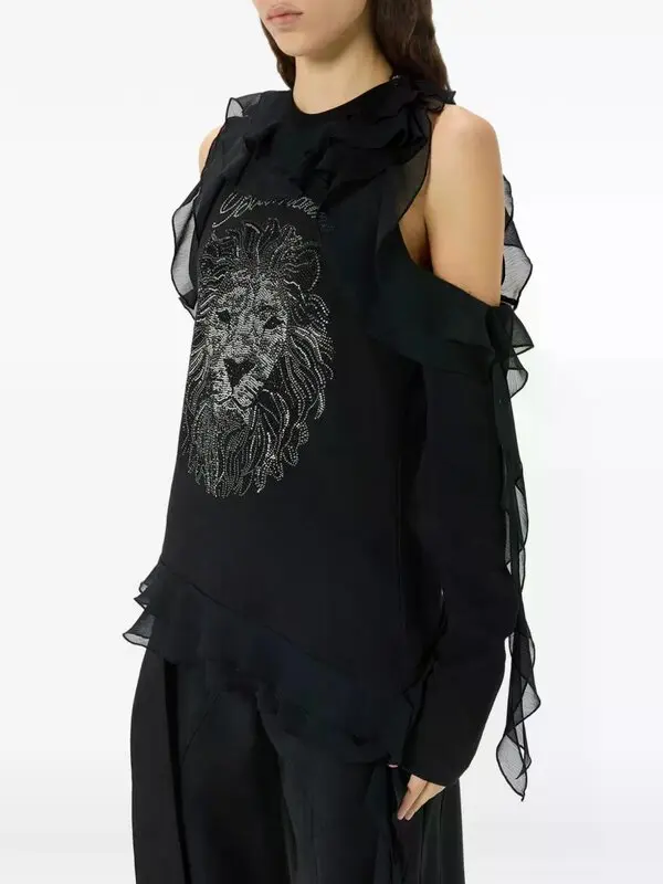 Blumarine Rhinestone-embellished Ruffled T-shirt