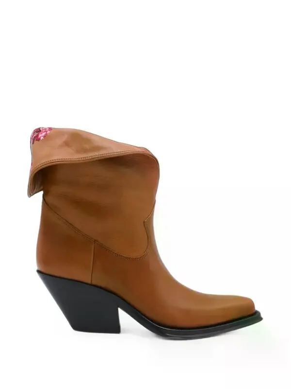 Chloé Azelan Floral-embroidered Leather Ankle Boots