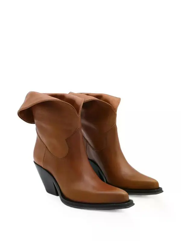 Chloé Azelan Floral-embroidered Leather Ankle Boots