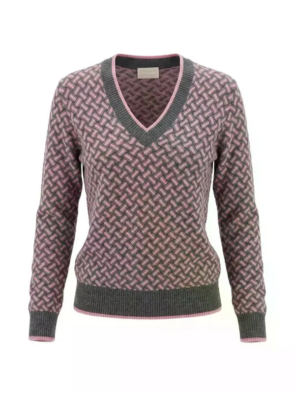 DRUMOHR Razor Blade Basket-weave V-neck Sweater