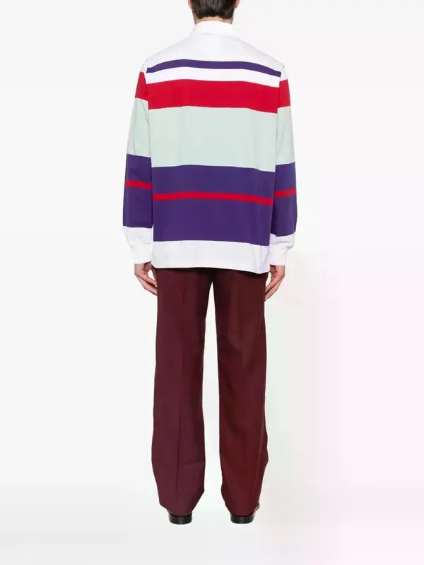 Drole De Monsieur Logo-embroidered Striped Polo Shirt - Purple