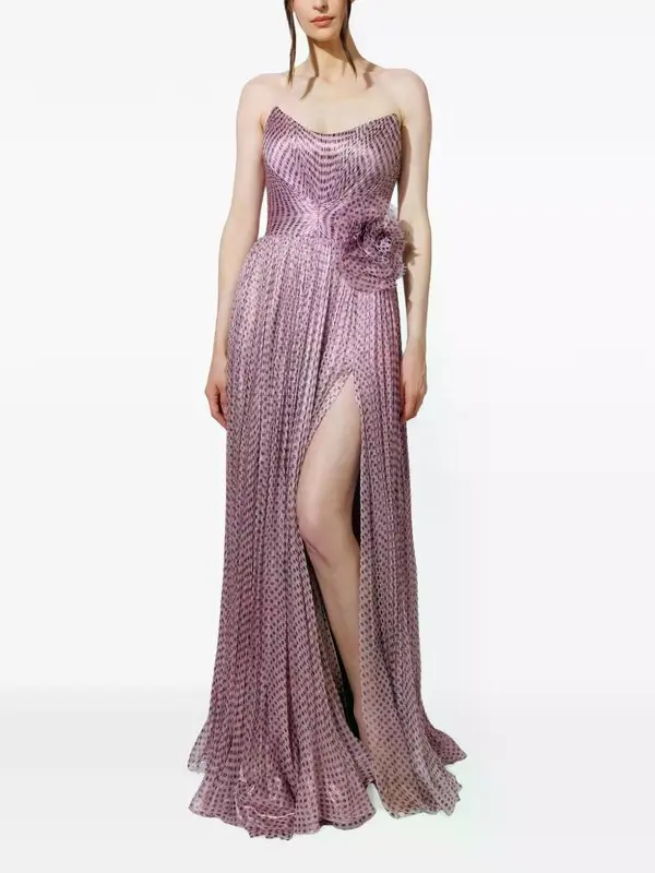 IRIS SERBAN Polka-dot Pleated Maxi Dress - Pink
