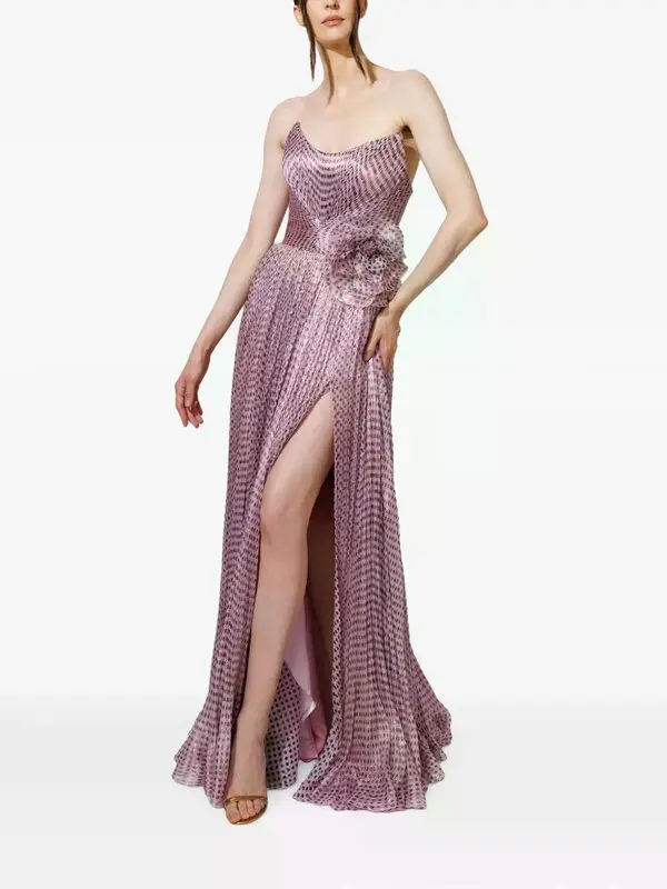 IRIS SERBAN Polka-dot Pleated Maxi Dress