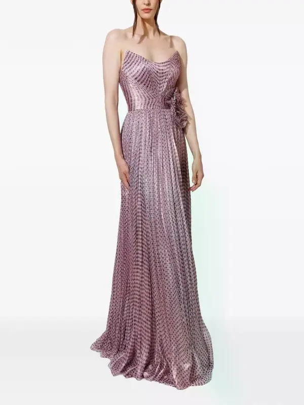 IRIS SERBAN Polka-dot Pleated Maxi Dress