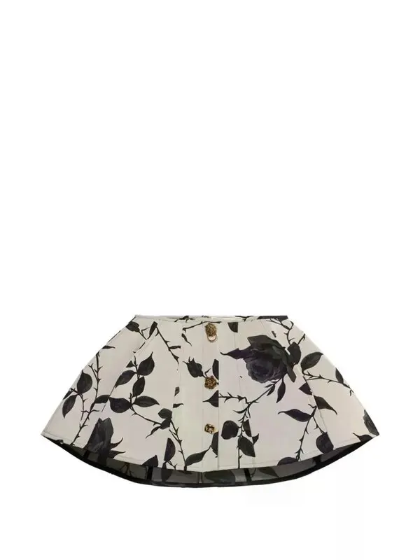 Blumarine Floral-print Button-detail Mini Skirt - White