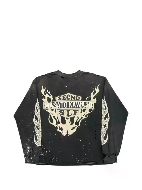 SECND SLF Masato Kawajo Distressed Long-sleeve T-shirt