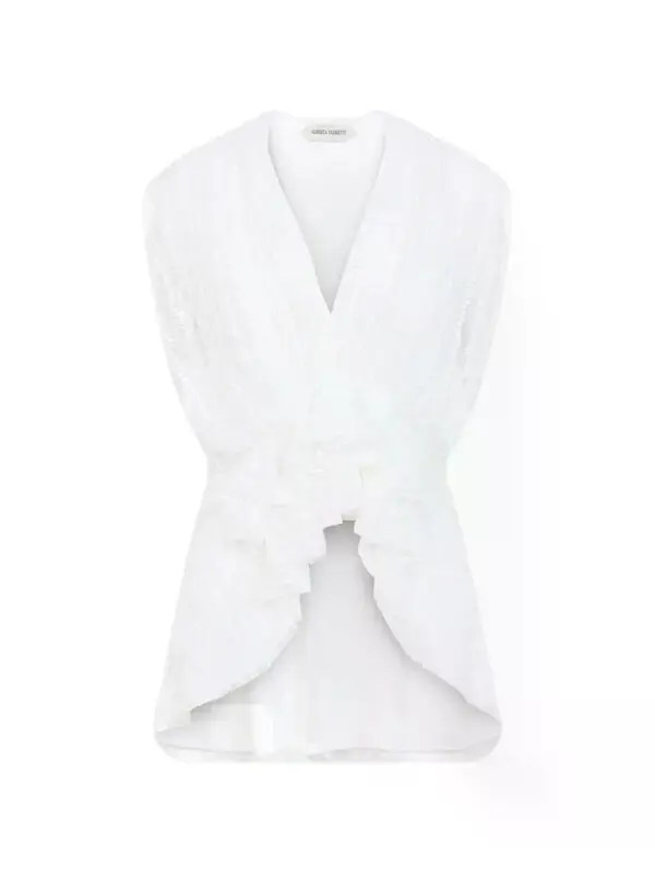 Alberta Ferretti Ruffled V-neck Blouse