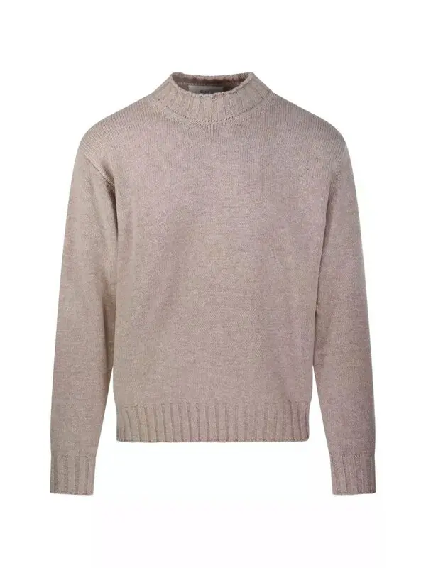 DUNST Distressed-edge Ribbed-trim Sweater