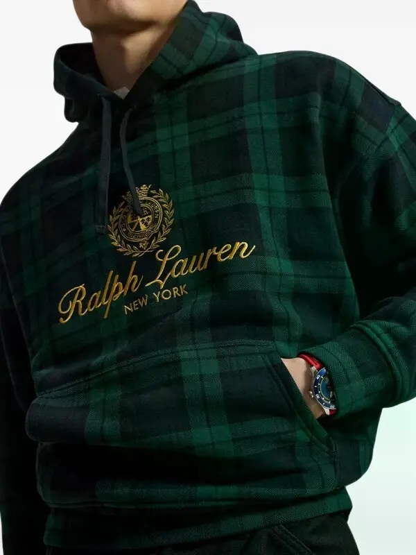 Polo Ralph Lauren Plaid Embroidered-crest Hoodie