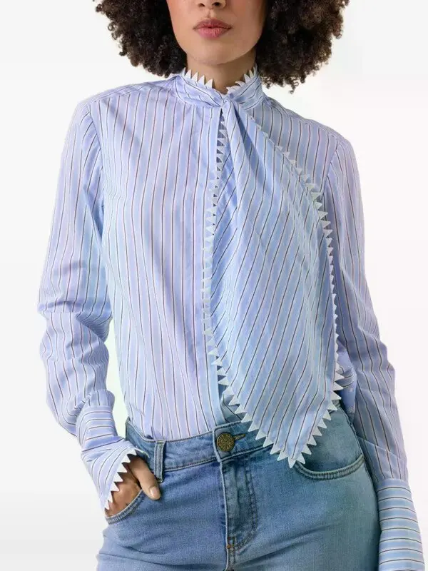 MAISON COMMON Striped Poodle-print Blouse - Blue