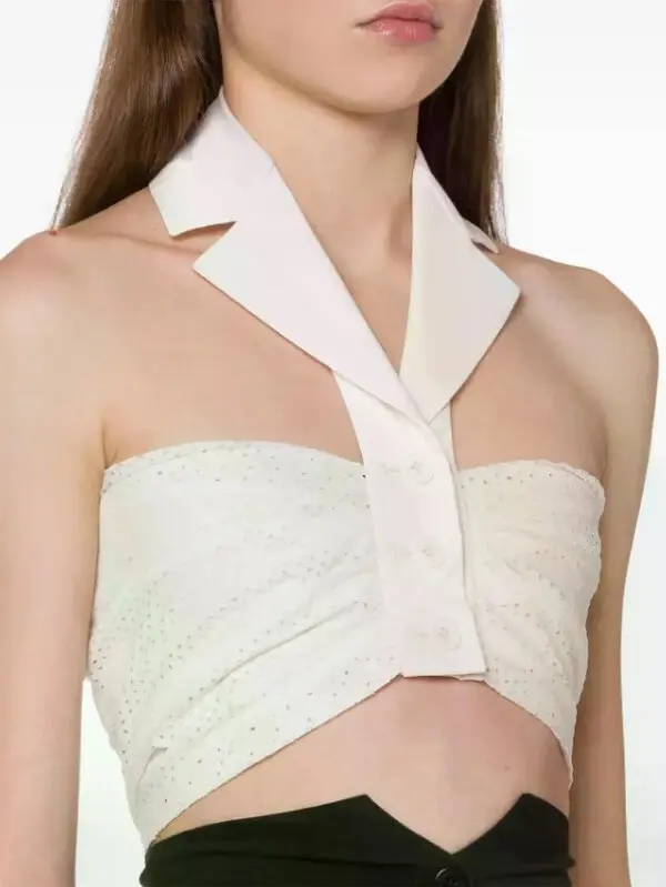 Philosophy Di Lorenzo Serafini Die-cut Draped Crop Top - White