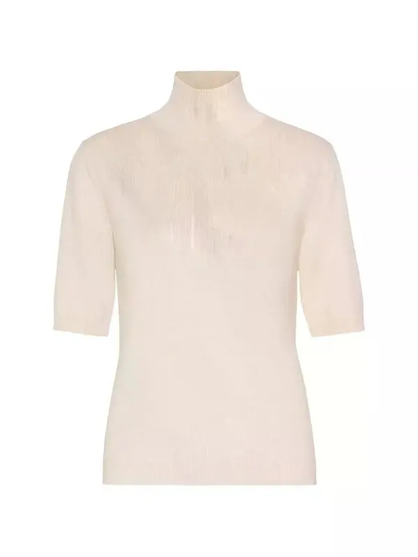 Max Mara Mock-neck Short-sleeve Top - Neutrals