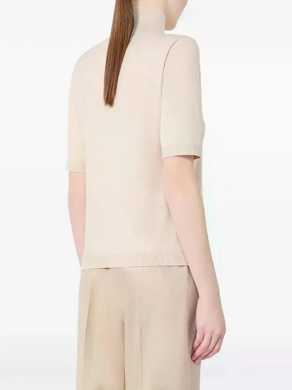 Max Mara Mock-neck Short-sleeve Top - Neutrals
