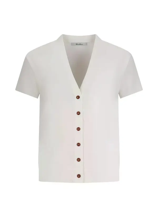 Max Mara Short-sleeve V-neck Cardigan - White