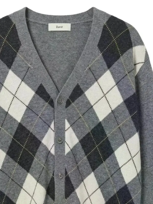 DUNST Argyle-intarsia V-neck Cardigan