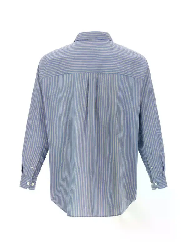 DUNST Striped Long-sleeve Shirt - Blue