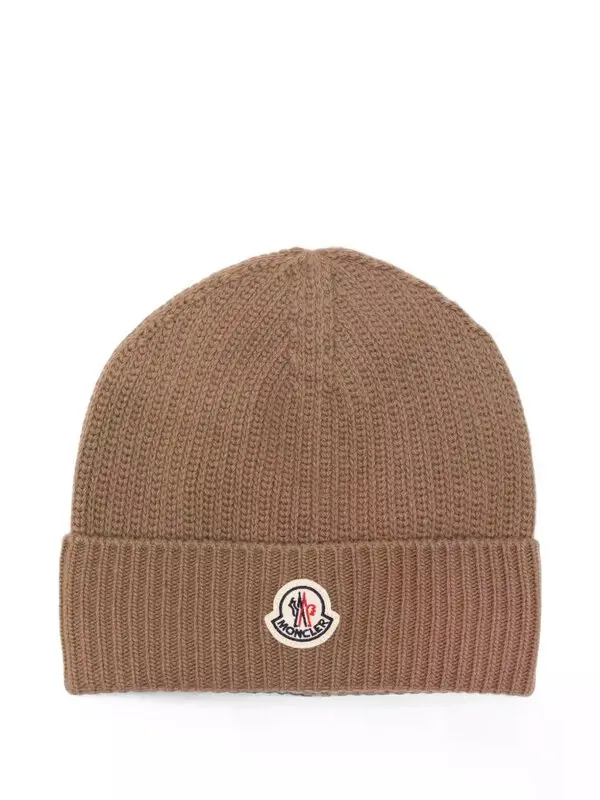 Moncler Logo-patch Ribbed-knit Beanie Hat