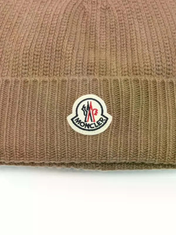 Moncler Logo-patch Ribbed-knit Beanie Hat