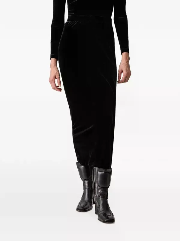 Vetements Velvet-effect Logo-embroidered Midi Skirt