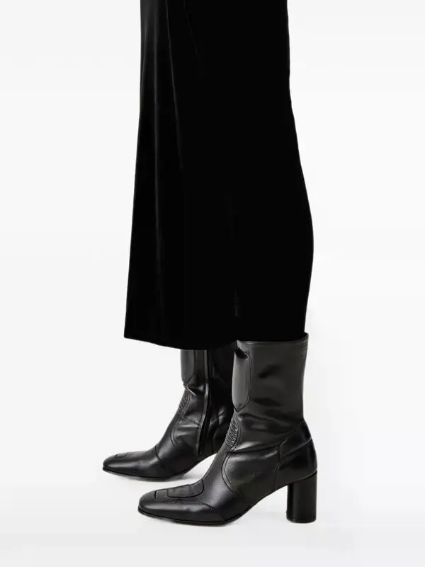 Vetements Velvet-effect Logo-embroidered Midi Skirt