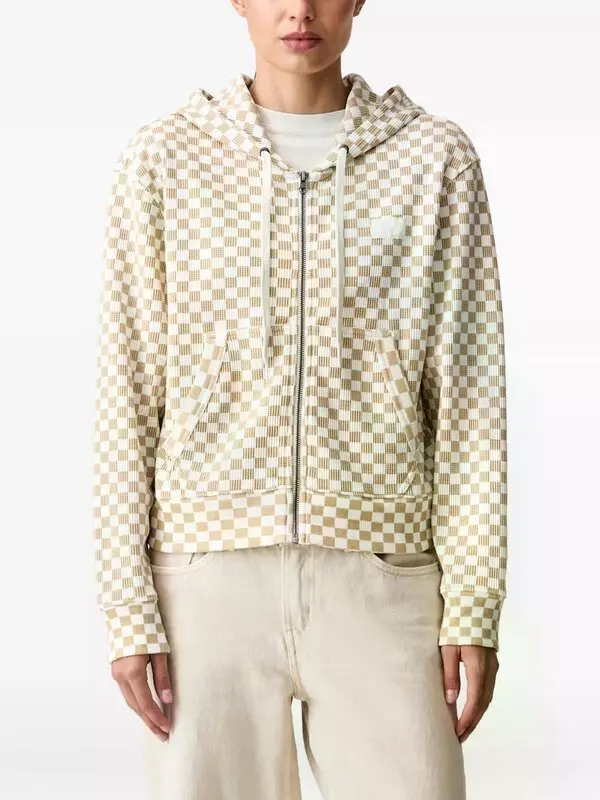 VANS Pierce Shrunken Checkerboard-print Waffle-knit Hoodie