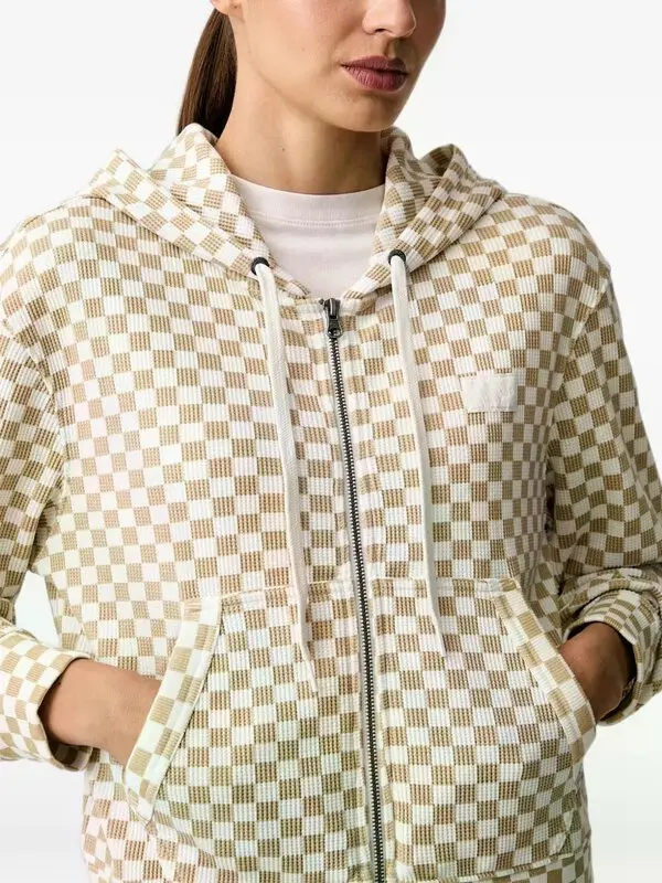 VANS Pierce Shrunken Checkerboard-print Waffle-knit Hoodie