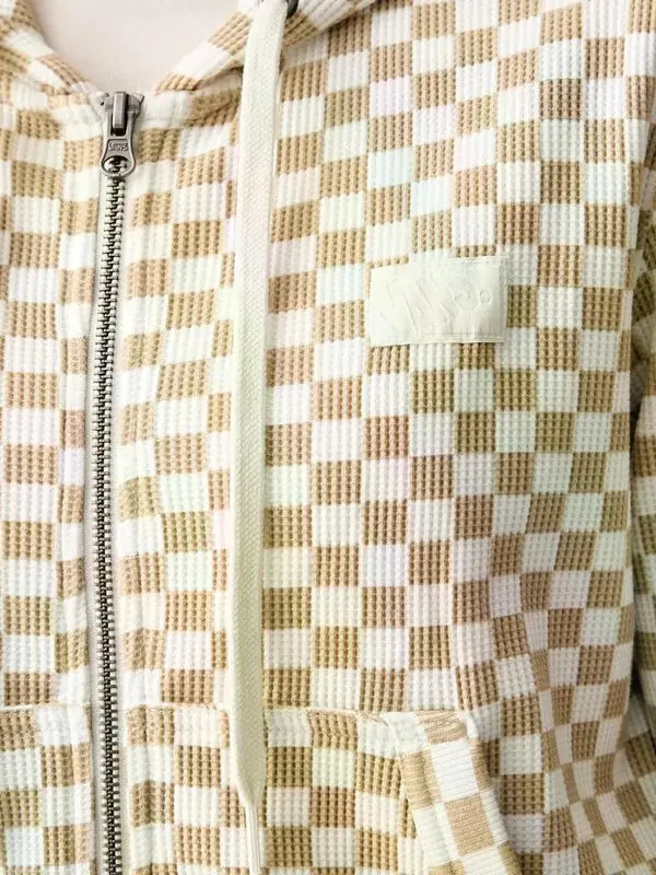 VANS Pierce Shrunken Checkerboard-print Waffle-knit Hoodie