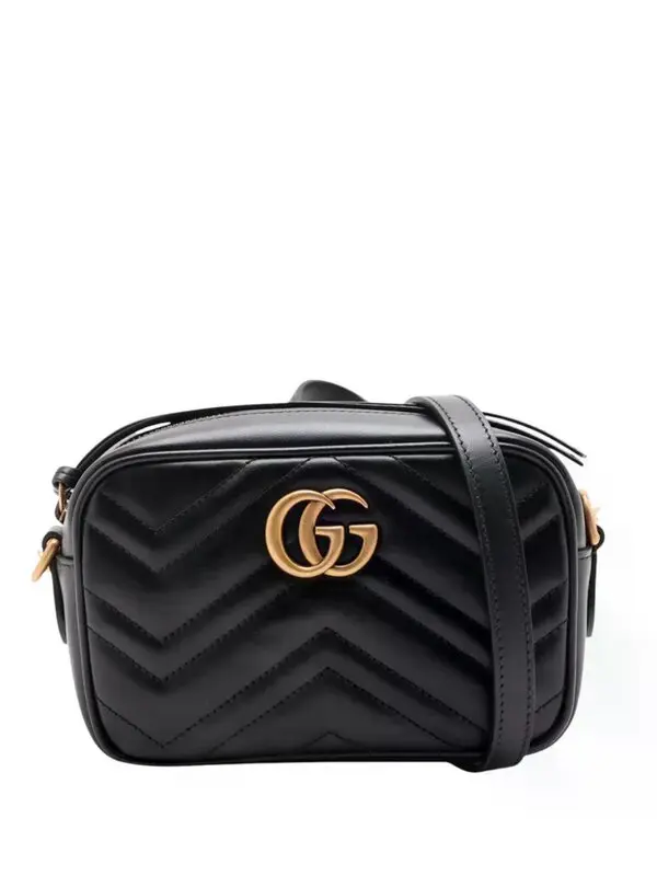 Gucci 2016-2026 Mini Gg Marmont Matelasse Calfskin Crossbody Bag - Black