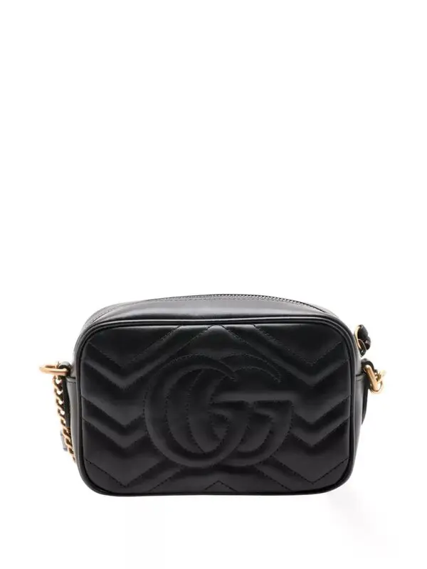 Gucci 2016-2026 Mini Gg Marmont Matelasse Calfskin Crossbody Bag - Black