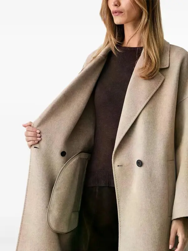 VICOLO Double-breasted Notched-lapel Coat - Neutrals
