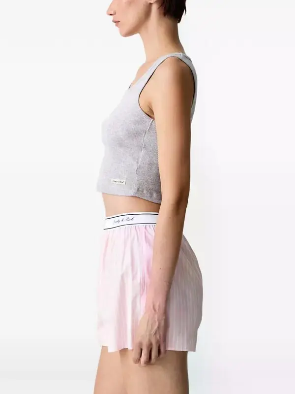 Sporty & Rich Ribbed Cropped Tank Top - Grey