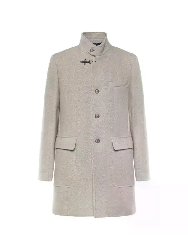 FAY Herringbone-pattern Hook-fastening Coat
