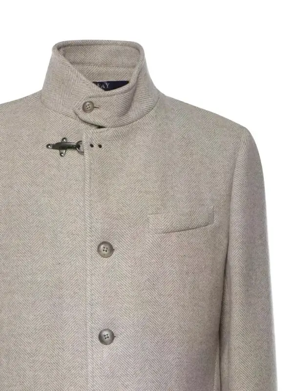 FAY Herringbone-pattern Hook-fastening Coat