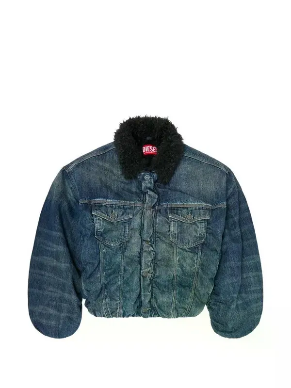 DIESEL® Teddy-lined Trucker Jacket In Denim - Blue