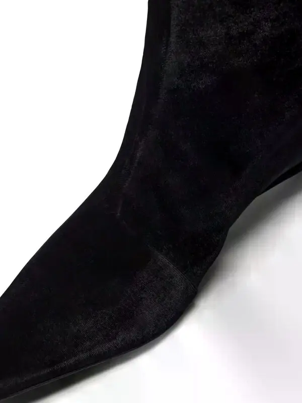 Loulou De Saison Naomi Kitten-heel Velvet Boots - Black
