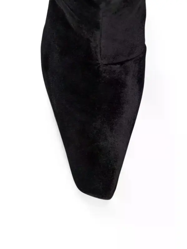 Loulou De Saison Naomi Kitten-heel Velvet Boots - Black