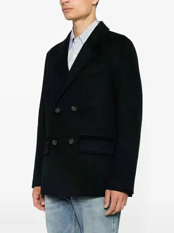 OMC Double-breasted Wool Coat - Blue