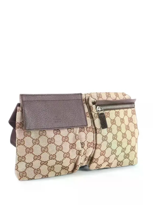 Gucci Vintage Double Gg Canvas With Leather Belt Bag