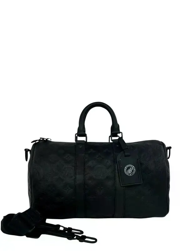 LOUIS VUITTON 2021-2026 Monogram Taurillon Keepall Bandouliere 35 Satchel - Black